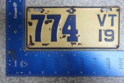Vermont Vt License Plate Tag Motorcycle MC 1919 19 #774 | eBay