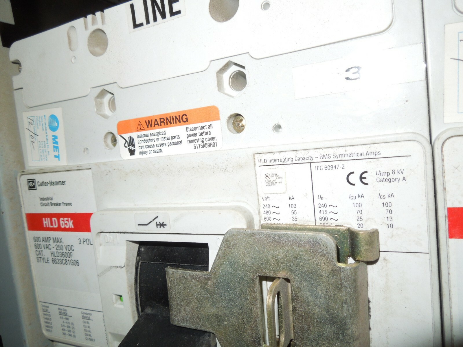 Cutler-Hammer HLD3600F 600A Frame 600A Rating Plug 3P 600V LES3600LSIG ...