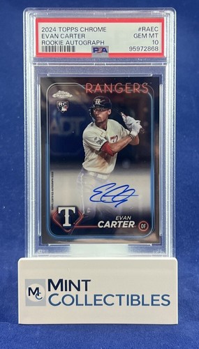 Evan Carter 2024 Topps Chrome #RAEC Rookie Autograph PSA 10 Gem Mint ...