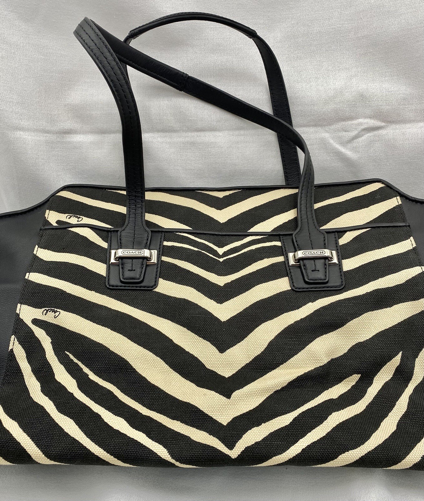 Coach Zebra Print Canvas & Leather Tote Handbag L1382-F27009 | eBay