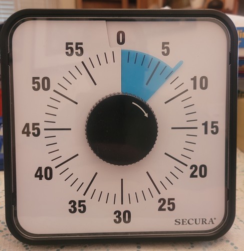 Secura 60-Minute Visual Countdown Timer, 7.5-Inch Oversize Classroom ...