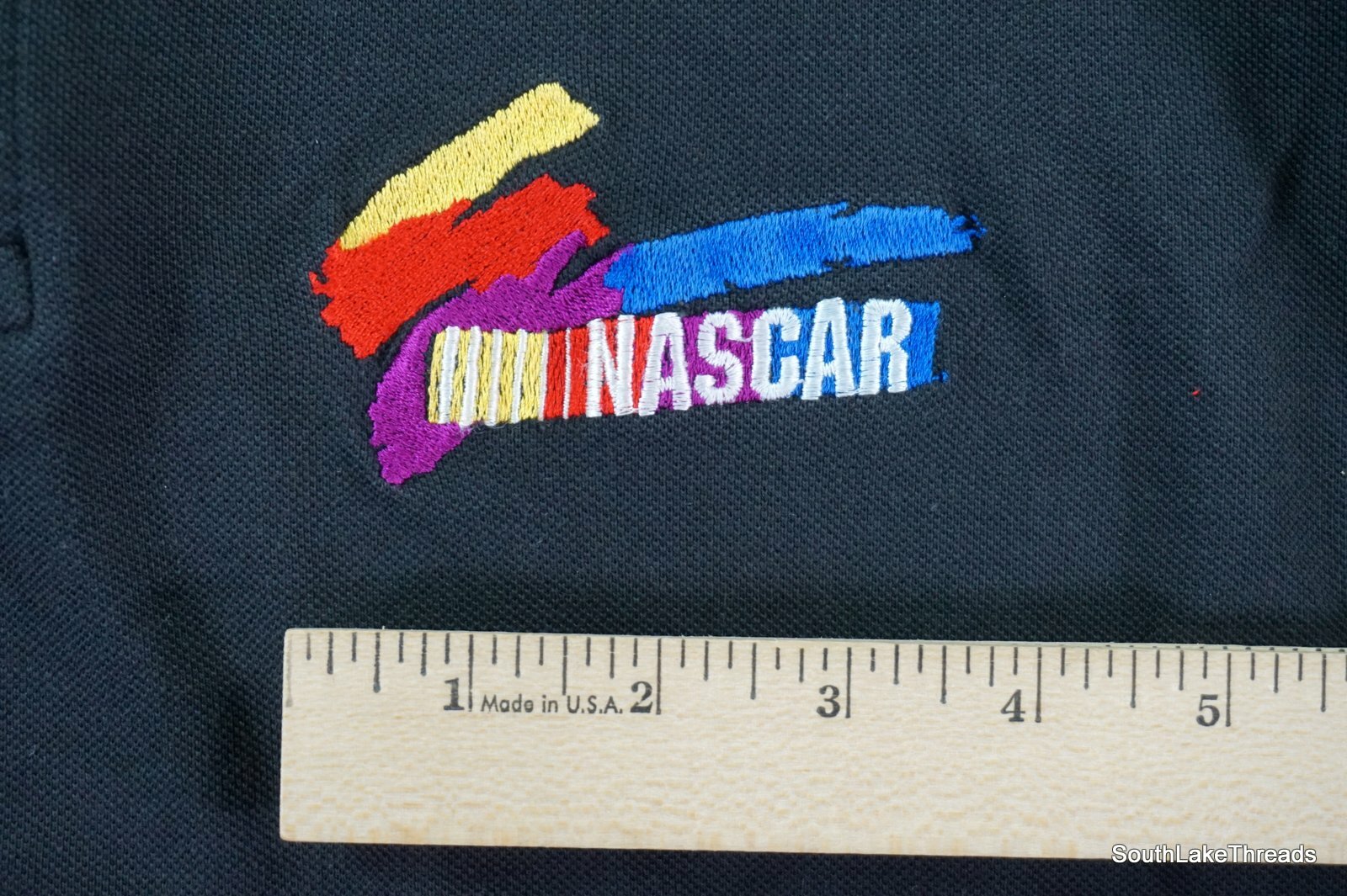 Vintage Nascar Logo Splash Logo Polo Shirt Black Sz L… - Gem