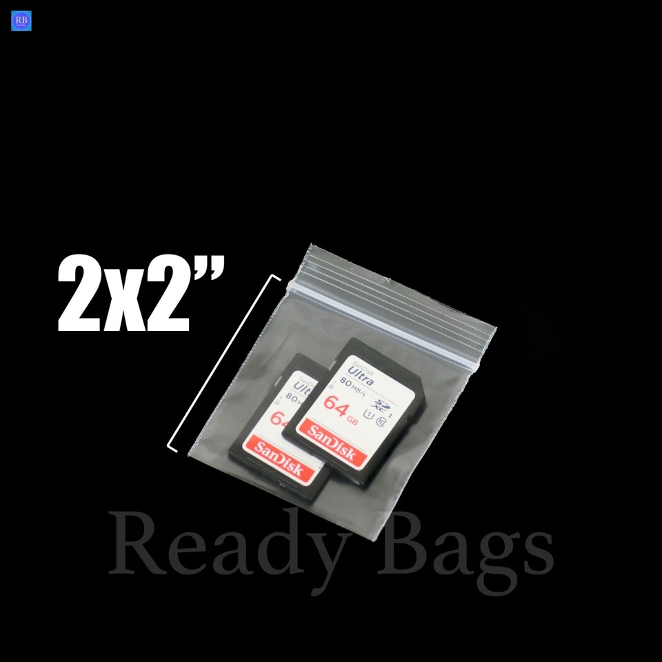 Small Clear Plastic 2x2" 2x3" Zip Bags Reclosable Lock 2Mil Jewelry ...
