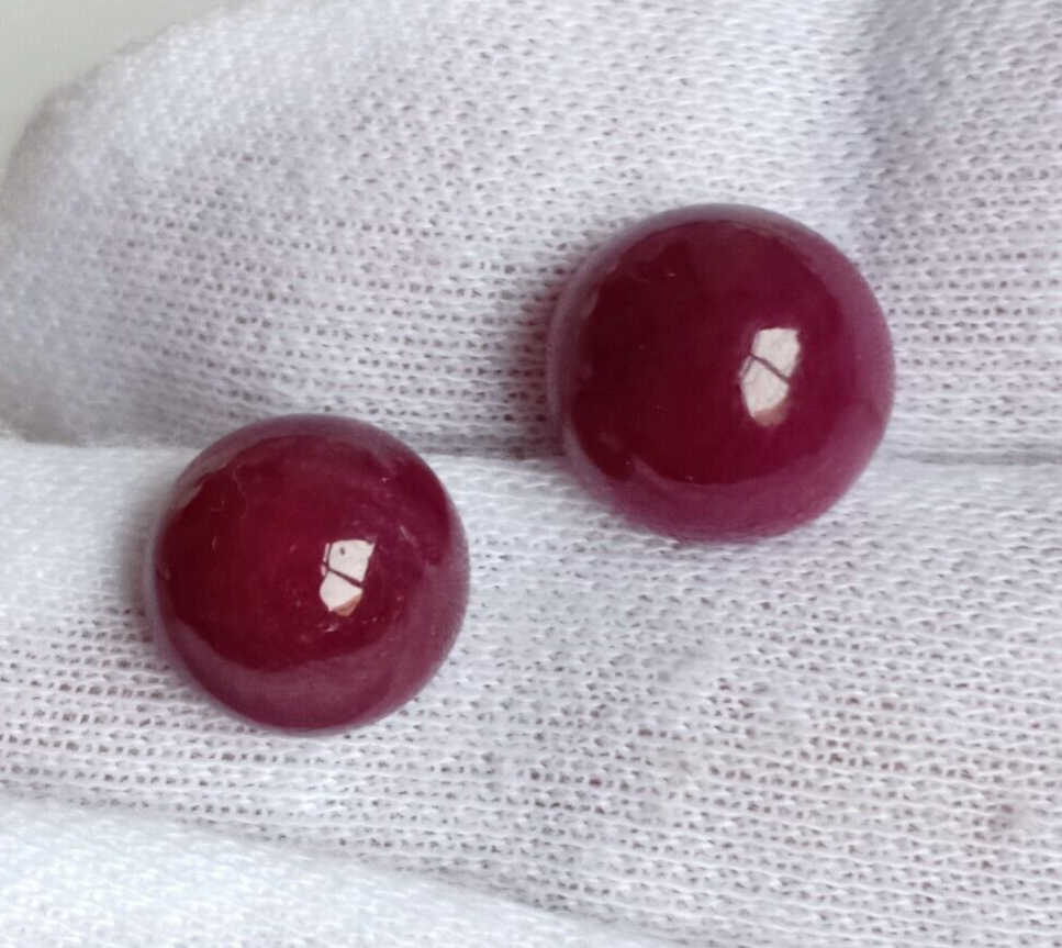 Natural Red Ruby Round Cabochon Untreated Unheated Loose Gemstone 14 ...