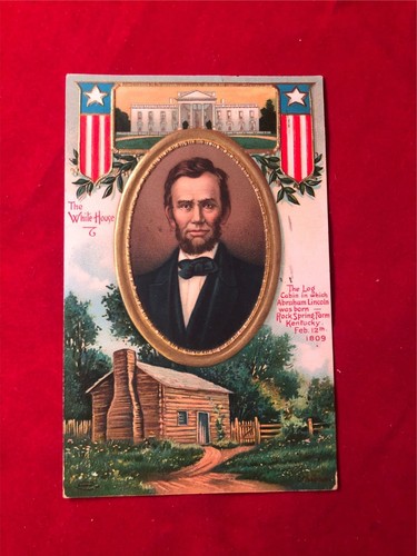 Circa 1909 Gilt Embossed Abraham Lincoln WHITE HOUSE Postcard Int. Art ...