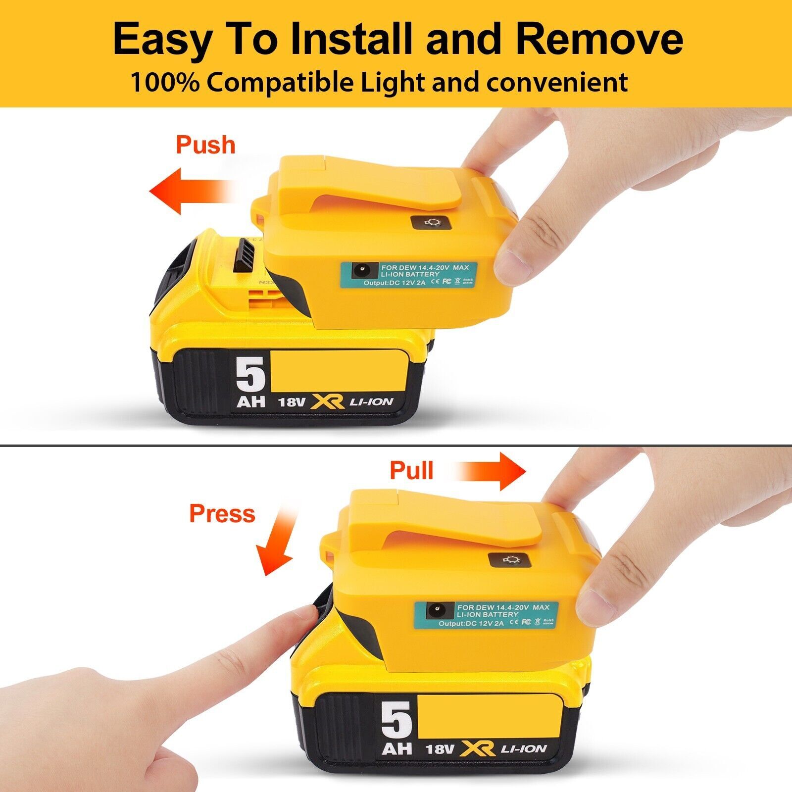 Fast Charger Rack For Dewalt- DCB200 18V/20V Battery To USB C 10W & DC ...