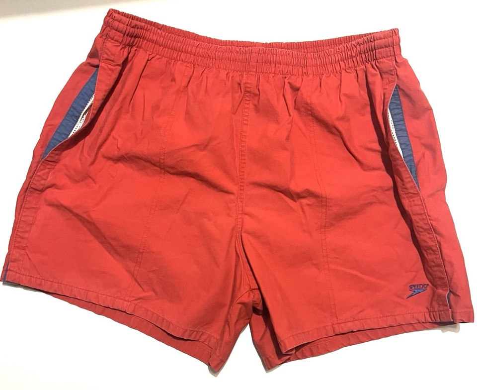 VTG Speedo Men's Swim Trunks, Size L -Hot Pink Cotton Shorts 90s w Mesh ...