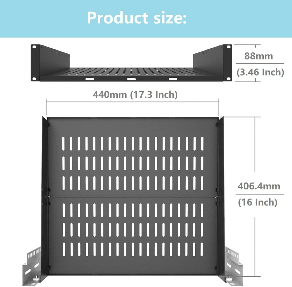 2U Disassembled Server Rack Shelf- Universal Vented Rack Mount ...