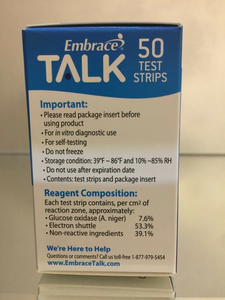 Embrace TALK Blood Glucose Test Strips 100 Count. EXP 02/2027 FAST ...