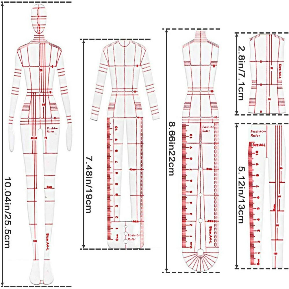Fashion Ruler Fashion Line Drawing Human Dynamic Template for Clothing ...