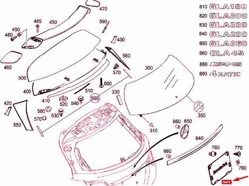 NEW MERCEDES-BENZ GLA X156 REAR PANEL DOOR FASTENING PLATE A0008101611 ...