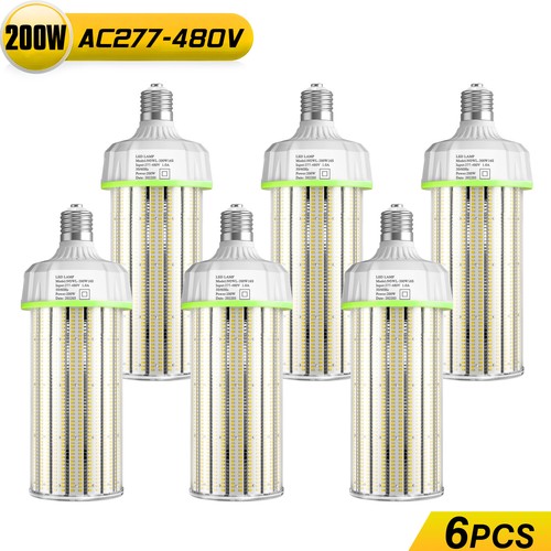 6X 200W LED Corn Light Warehouse Workshop Garage Lamp E39 Mogul Base AC ...