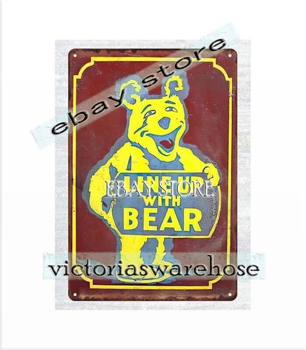 Line Up With Bear Wheel Alignment metal tin sign home interior ...