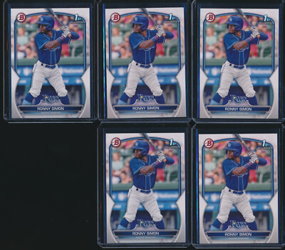 Lot of (5) RONNY SIMON 1st 2023 Bowman Paper Prospects RAYS Rookie Card ...