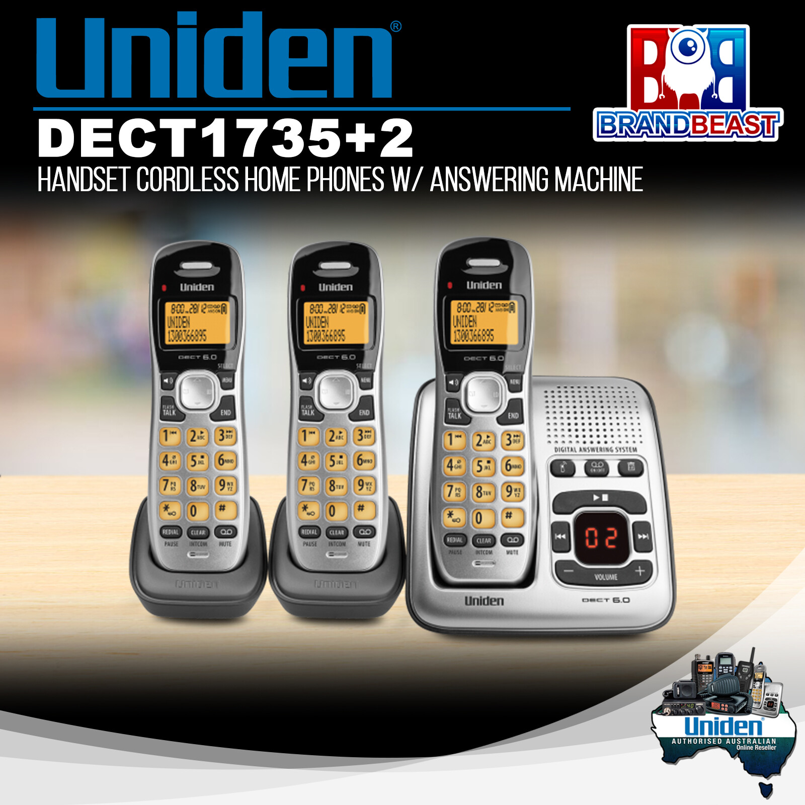 Uniden+DECT17352+Digital+Cordless+Phone+with+2+Handsets for sale online ...
