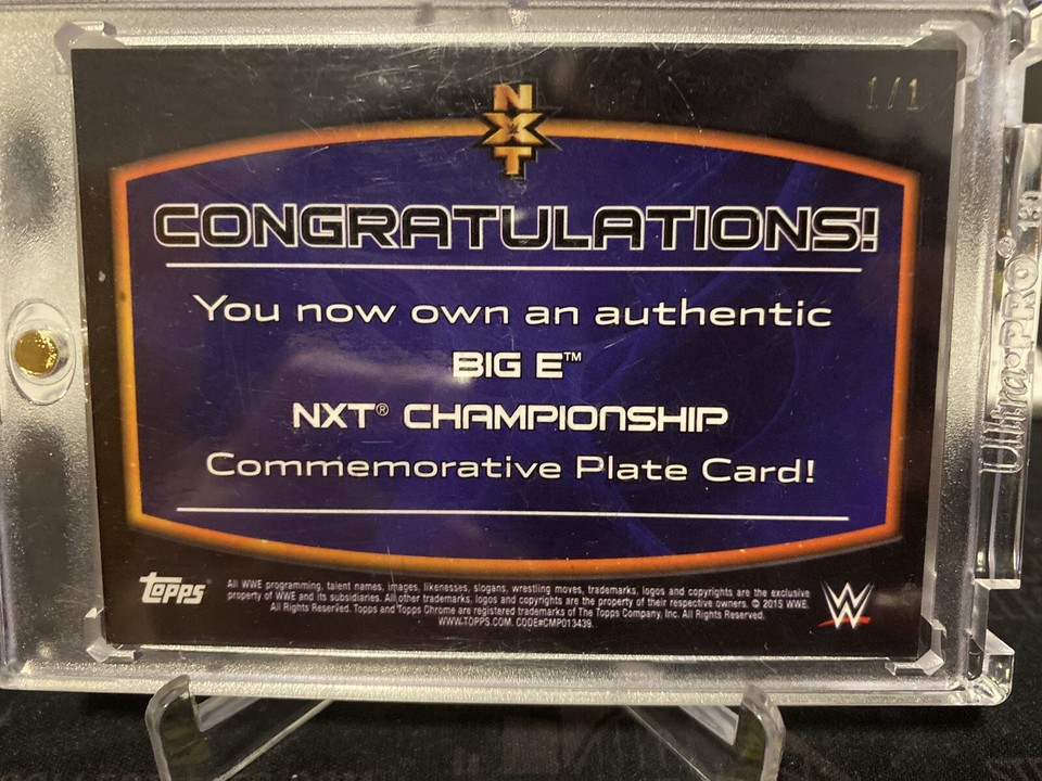 Big E 2015 Topps Chrome WWE Championship Belt Plate NXT Superfractor 1/ ...
