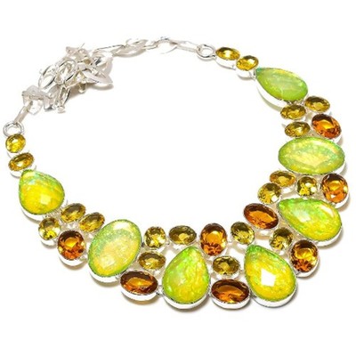 Opale Triplet & Gemme Citrine Argent Handmade Mode Bijoux Collier | eBay