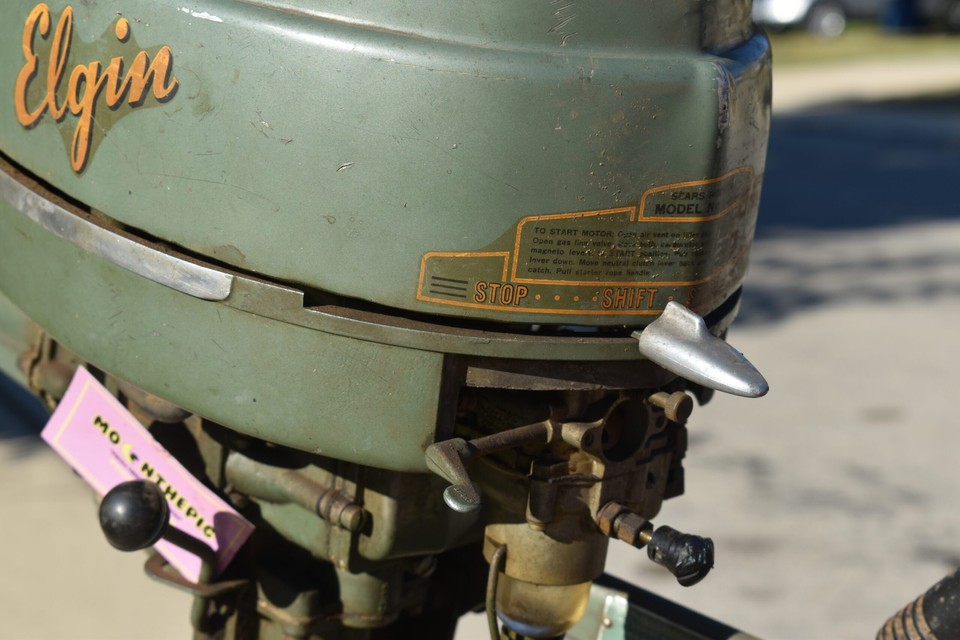 Vintage Green Elgin 571.58751 Sears outboard Motor Engine 7.5hp vintage ...