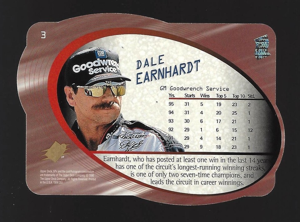 1996 Upper Deck SPx #3 Dale Earnhardt Sr Autograph Auto Signed NASCAR ...