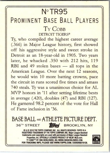 2010 Topps #TR95 Ty Cobb Turkey Red | eBay