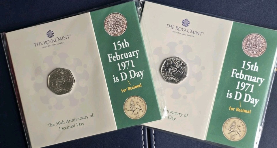 2021 50th Anniversary of Decimal Day 50p Coins Error & Reissue Pack ...
