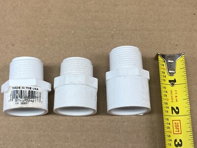 Lot Of 3 ~ 3/4 in. MALE THREADED X 3/4 SLIP PVC Sch. 40 ADAPTER | eBay