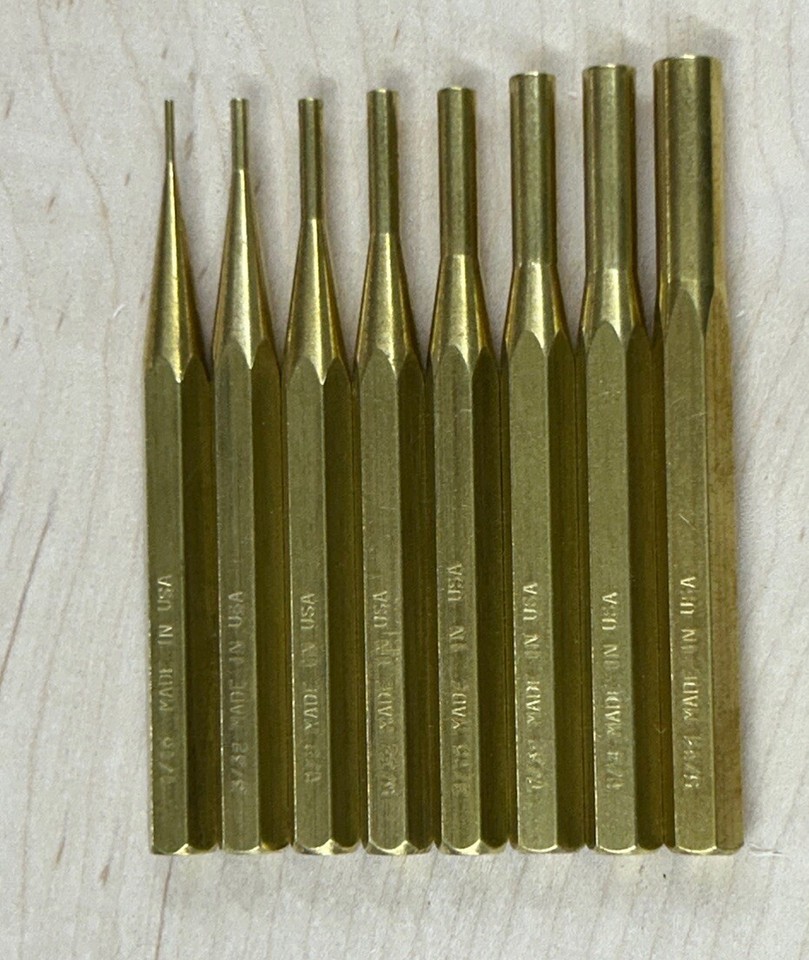 Precision Brass Drive Pin Punches MADE IN USA Hex Punch Set Drift ...