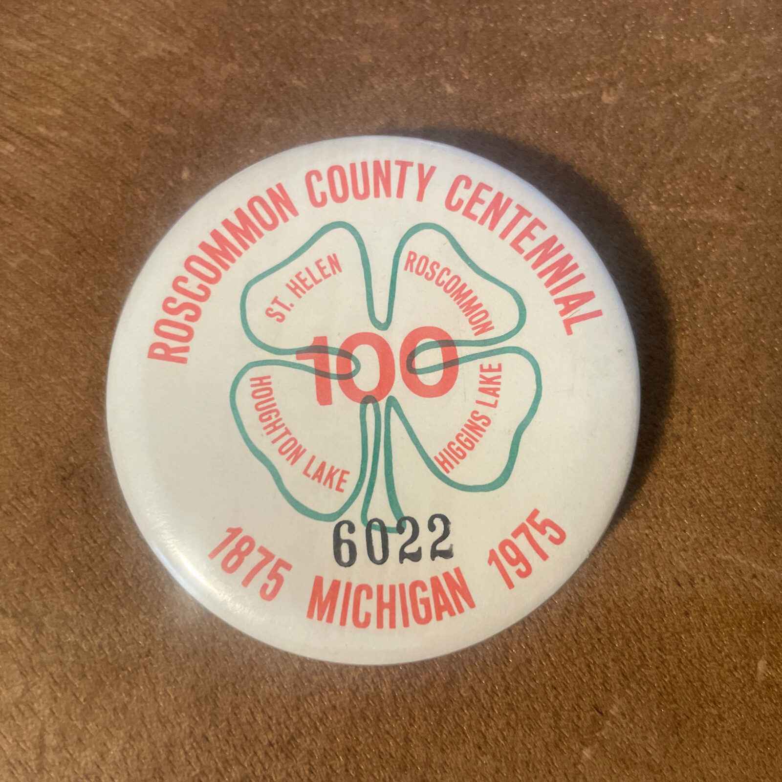 1975 Roscommon County Michigan Centennial Pinback Button 2” | eBay