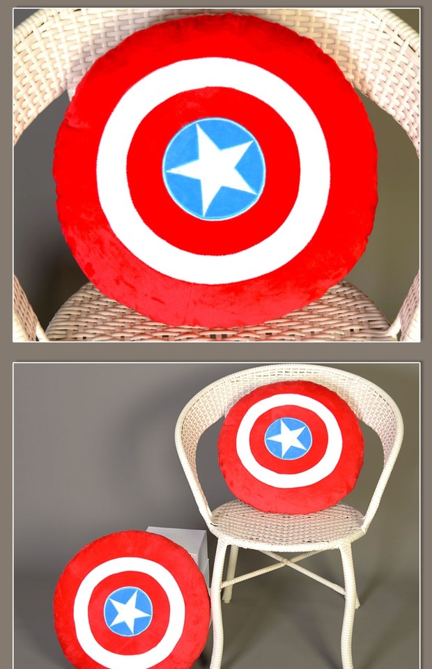 Gift 16'' Captain America Round Shield Plush Pillow Throw Avengers Soft ...