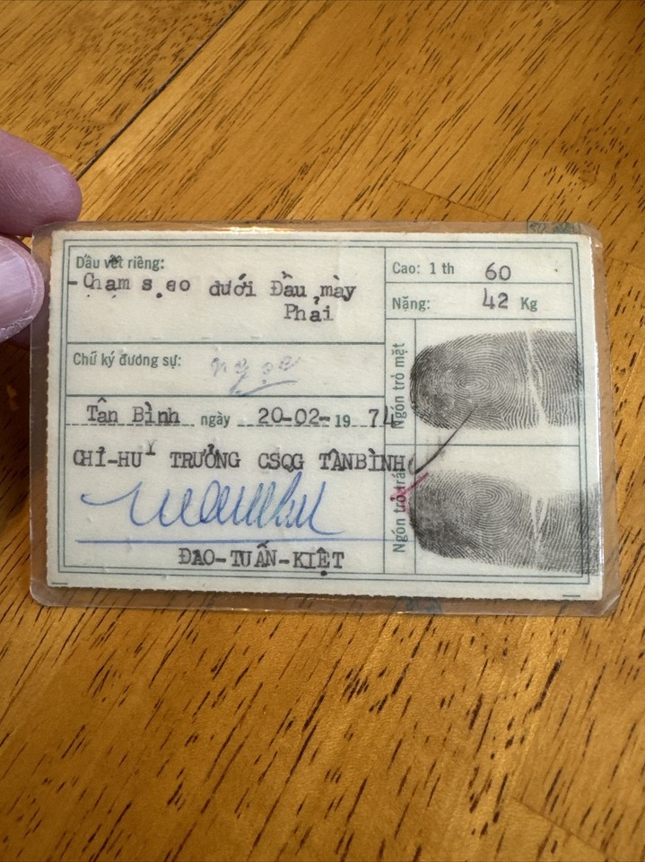 Original South Vietnam Civilian ID Card Guarantee War Issue Cute Girl ...