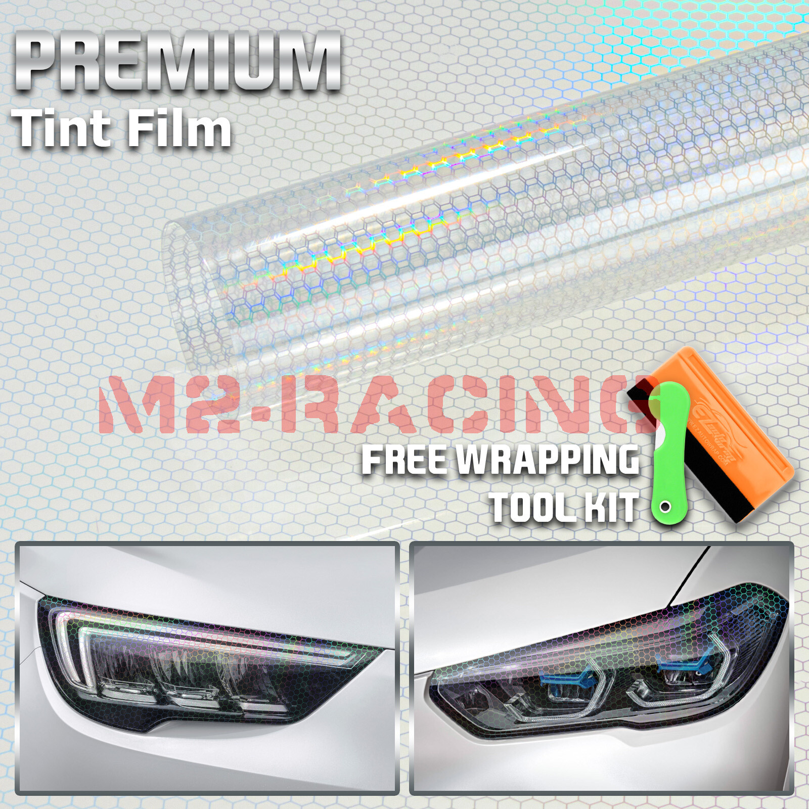 Headlight Hex Holographic Gloss Clear Taillight Tint Film Fog Sticker ...