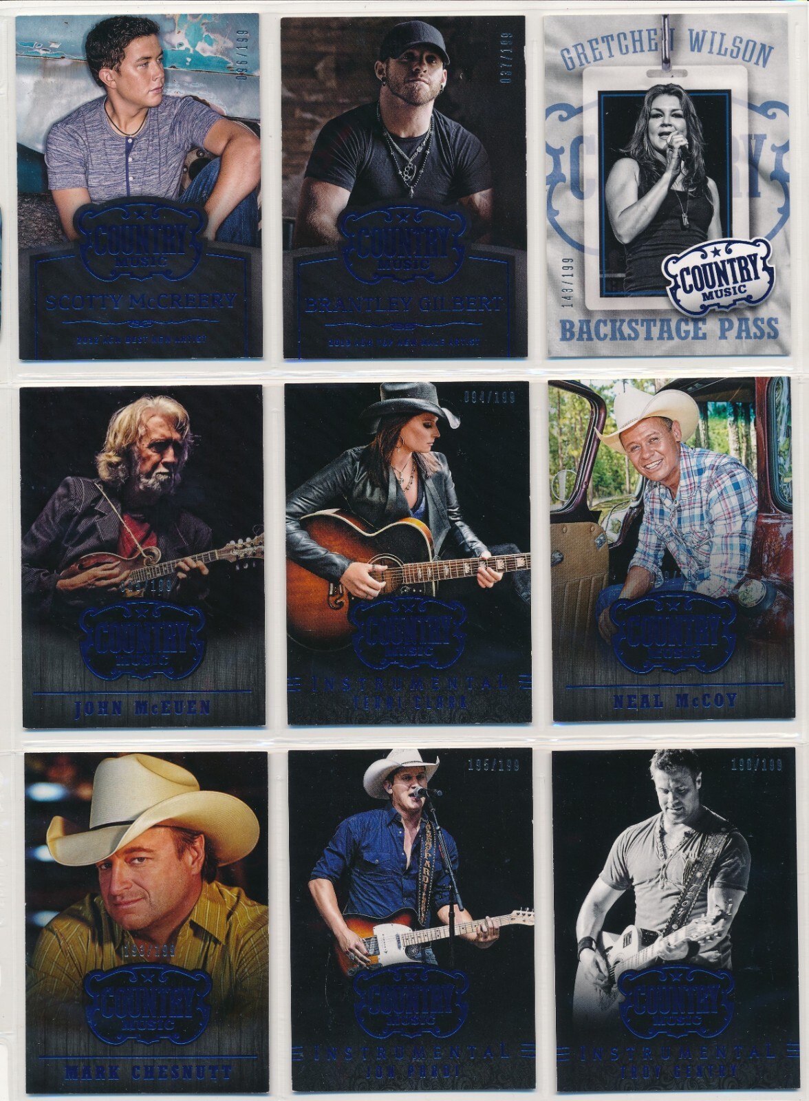 2014 Panini Country Music Mixed Numbered Parallel Insert Card Lot of (9 ...