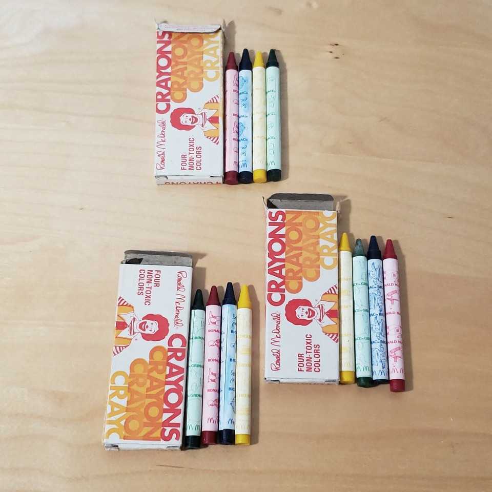 3 Vintage Ronald mcdonald crayons Packs Kids Meal Crayons | eBay