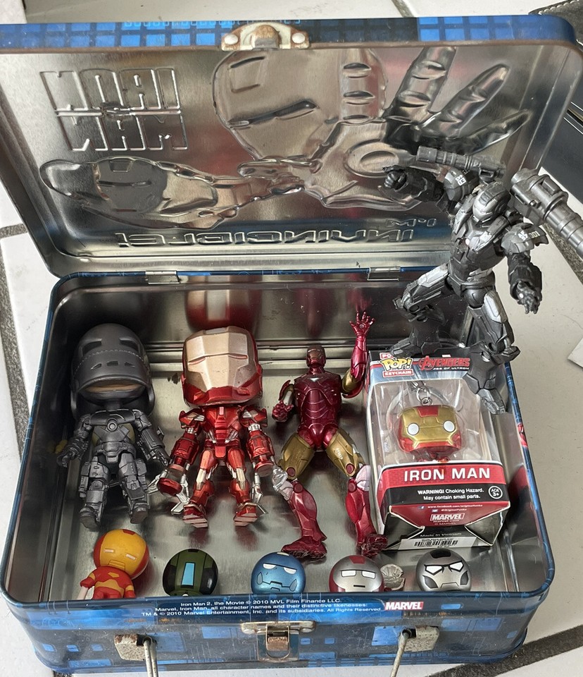 Iron Man 2 I'm Invincible Tin Box 2010 Lunch Box Marvel With 10 Figure ...