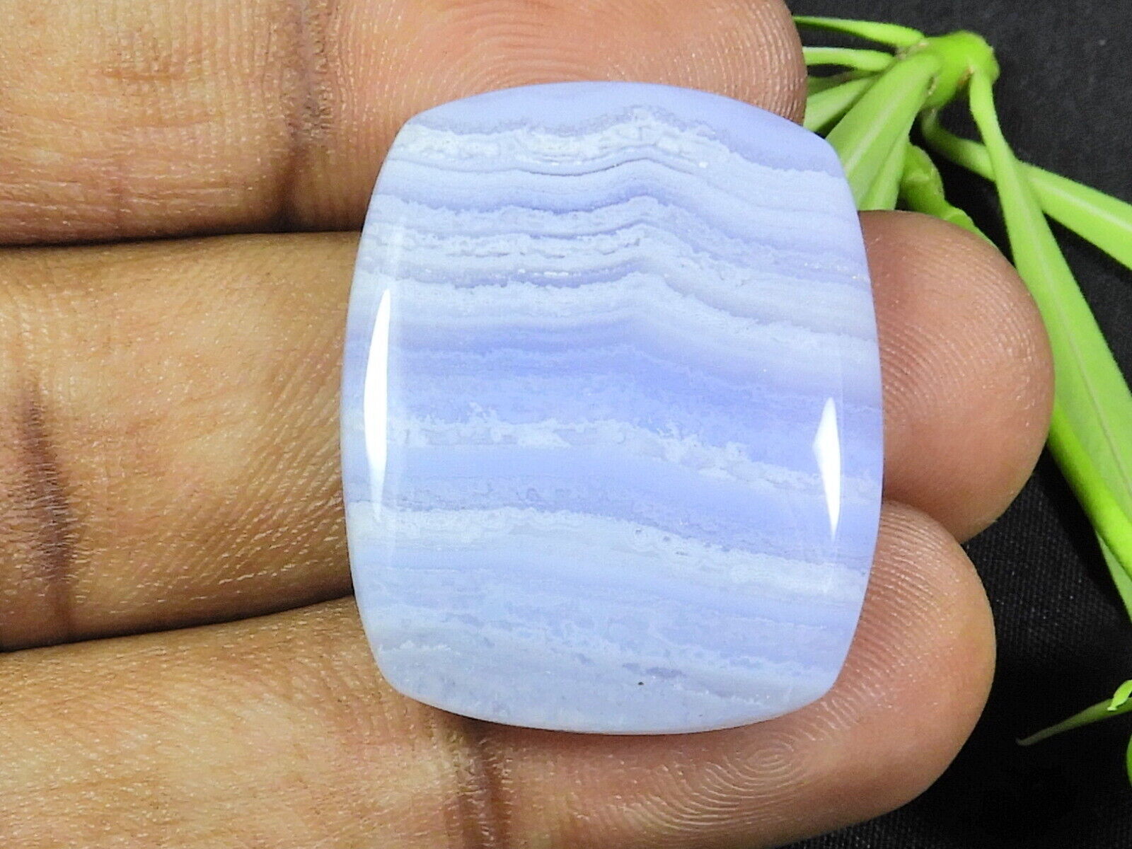 40Cts. NATURAL BLUE LACE AGATE CRYSTAL RECTANGULAR LOOSE GEMSTONE ...