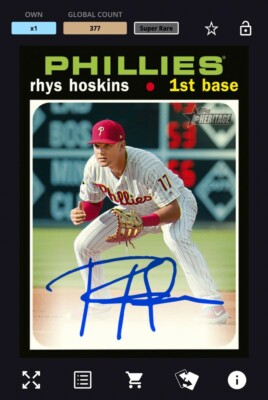 Topps Bunt 2020 RHYS HOSKINS Heritage Real One Blue Signature [Digital ...