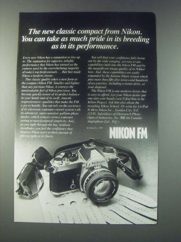 1978 Nikon FM Camera Ad - The New Classic Compact | eBay
