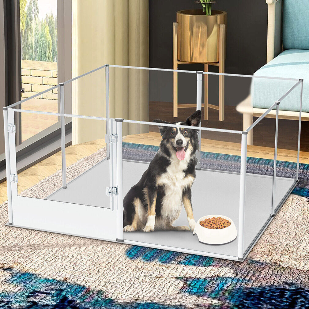 8 Panels Arcrylic Dog Playpen Kennel Pen Whelping Pens Enclosure Indoor ...