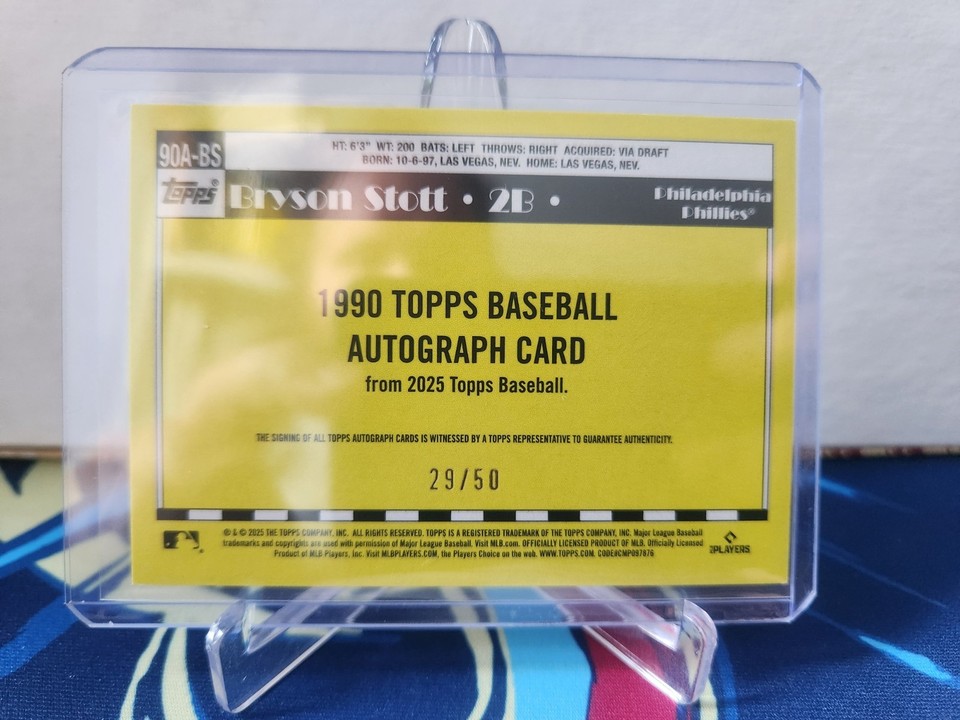 2025 Topps Series 2 1990 Topps Auto Bryson Stott Gold 29/50 (Auto) #90A ...