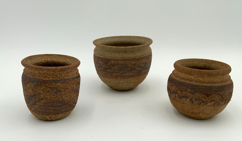 Set of 3 Artist Signed "Terry" Pottery Stoneware Planters Navajo ...