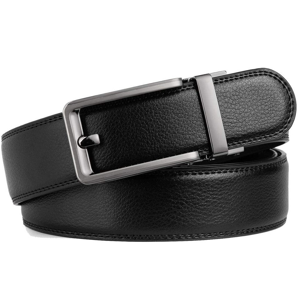 Mens Leather Ratchet Comfort Click Belt Dress with Slide Buckle ...