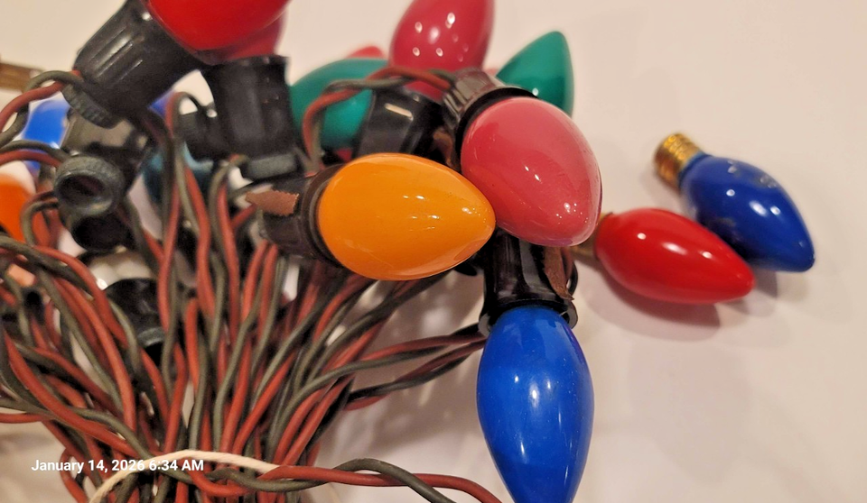 Vintage C9 Christmas String Lights 15 Socket Red/Green wire Tested ...