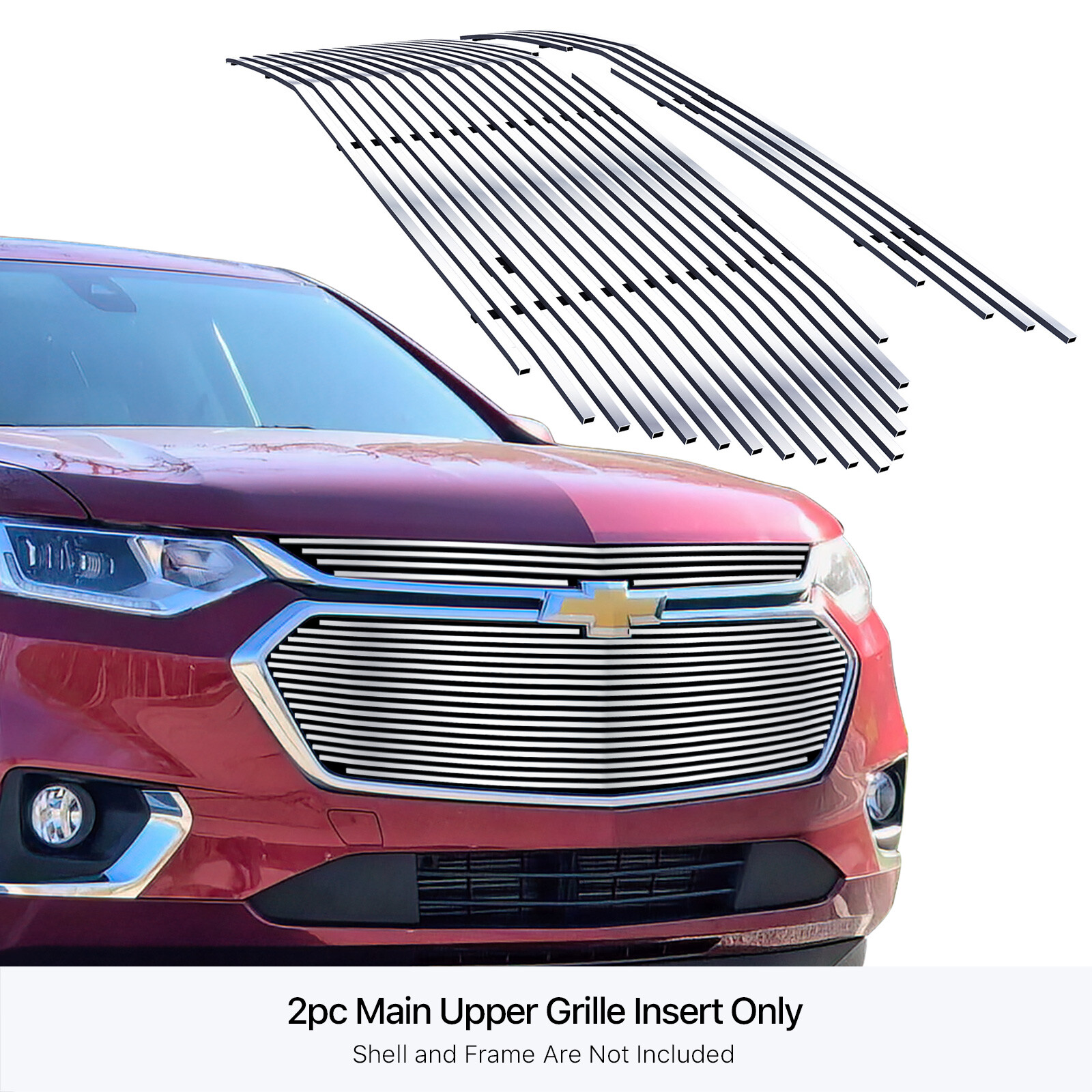 For 2018-2021 Chevy Traverse Upper Stainless Steel Chrome Billet Grille ...