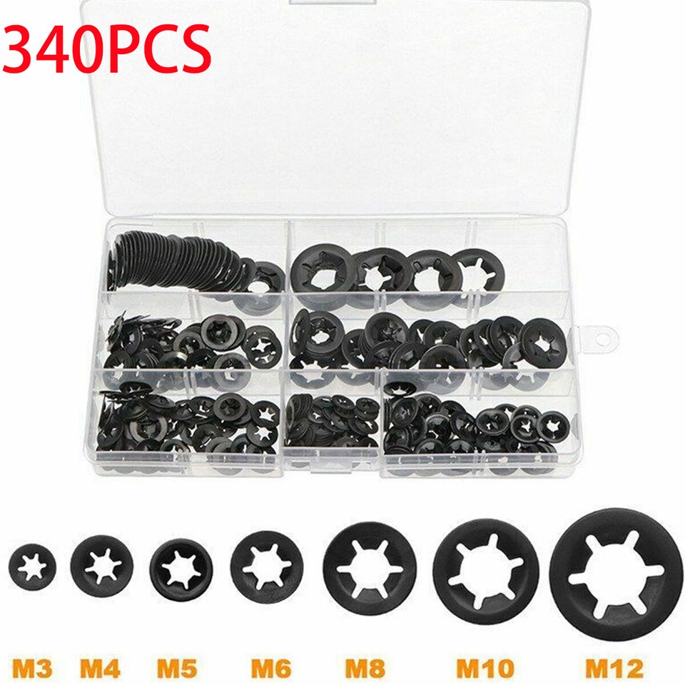 340PCS Starlock Washers Tooth Starlock Push on Locking Fasten Washers ...