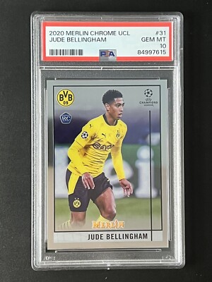 2020 Merlin Chrome UCL Jude Bellingham #31 PSA 10 Rookie Card | eBay
