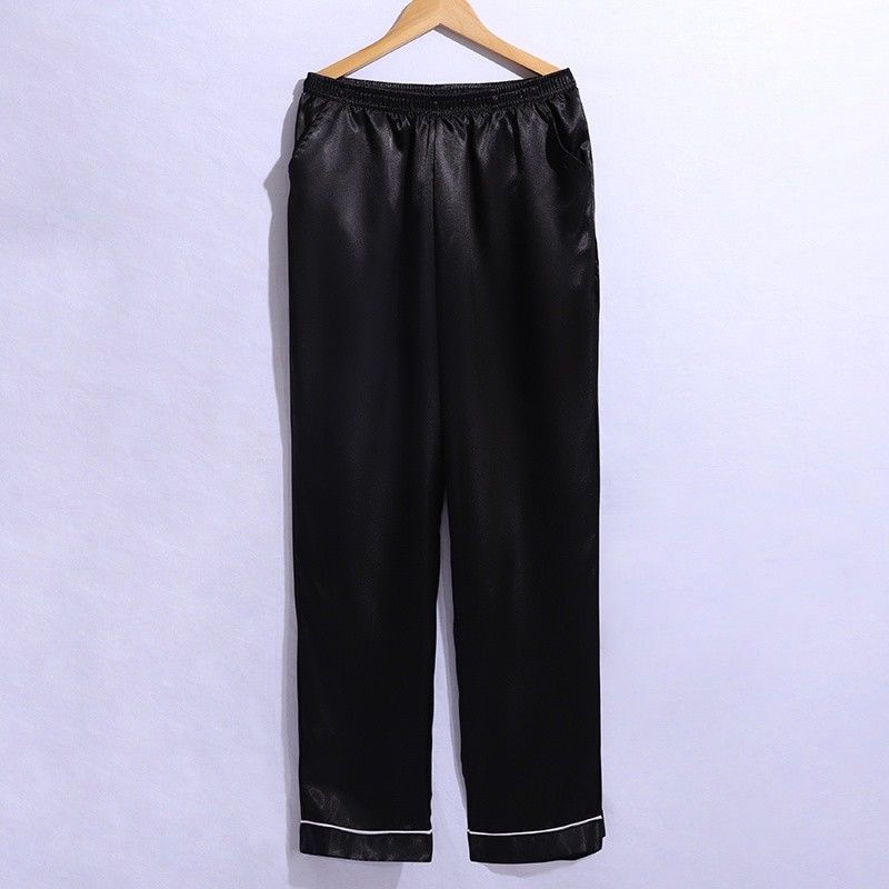 Men Satin Trousers Pants Pajama Bottom Faux Silk Sleepwear Lounge ...