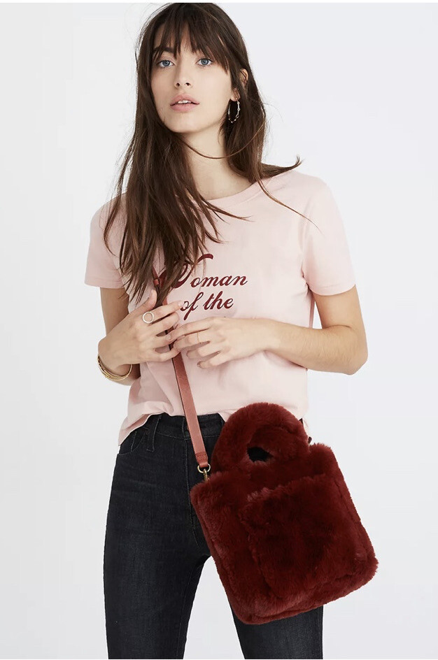 The Small Transport Crossbody bag in Faux Fur color Canterbury Red By ...