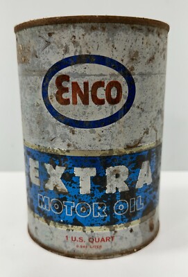 Vintage ENCO extra motor oil all metal can Humble oil co Houston, Tx ...