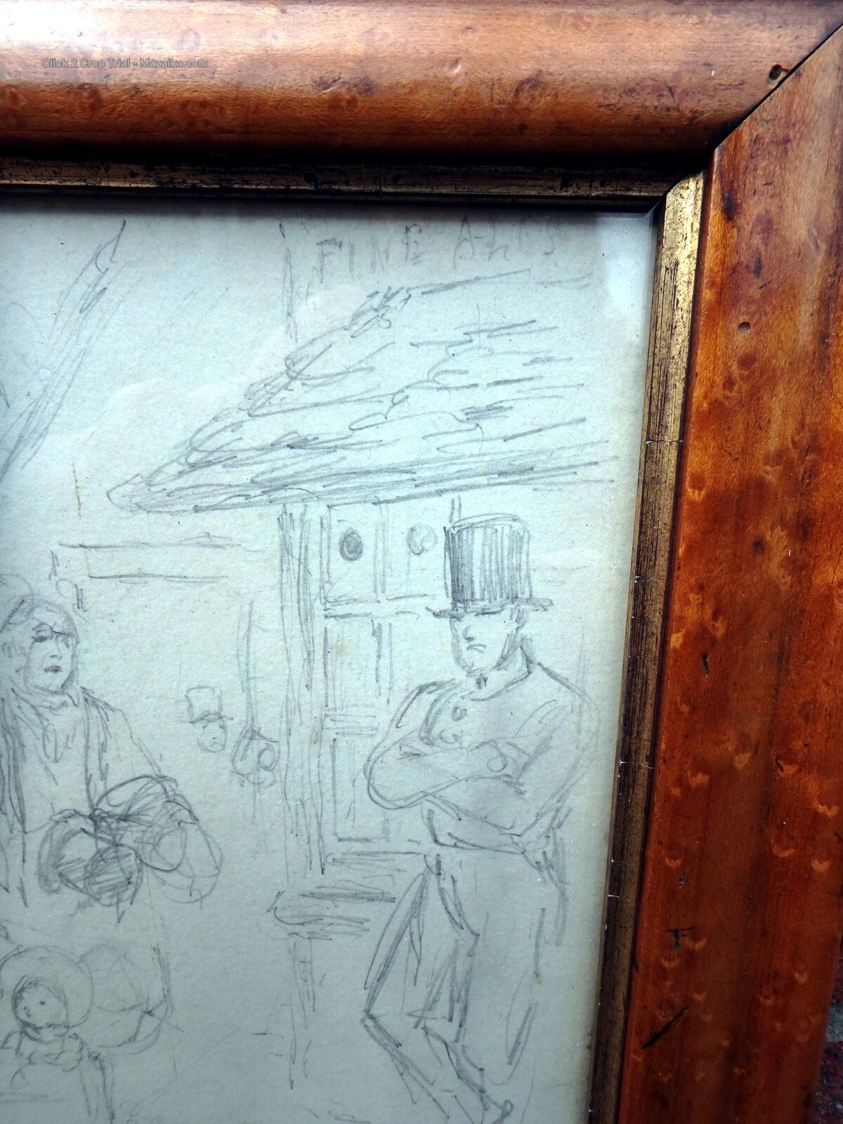 Victorian antique original pencil drawing The roadside inn birds eye ...