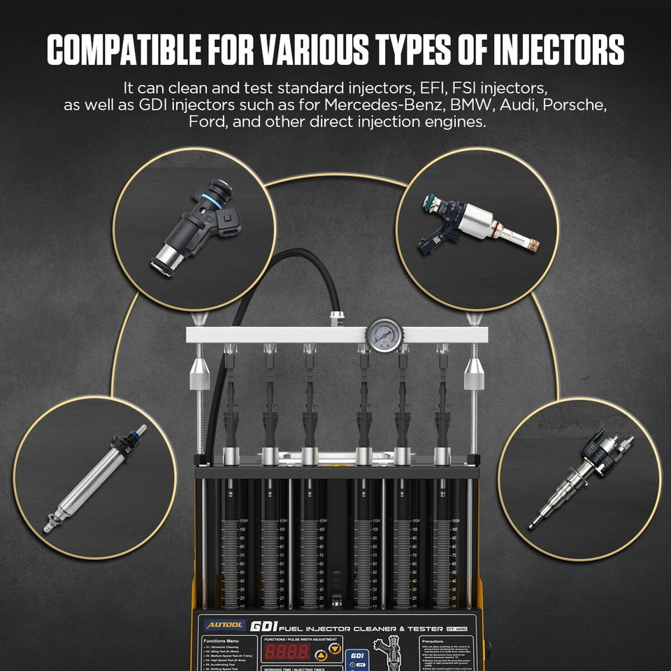 GDI EFI FSI PFI Ultrasonic Fuel Injector Cleaning Tester Machine Leak ...